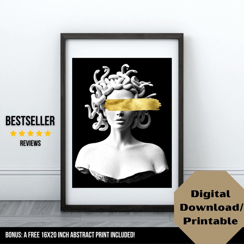 Gold Medusa Medusa Modern Statue Medusa Wall Art Medusa Art - Etsy