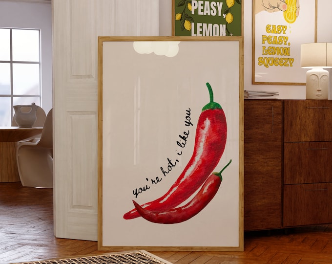 Chili Pepper Print | Chili Pepper Wall Art | Modern Kitchen Wall Art ...