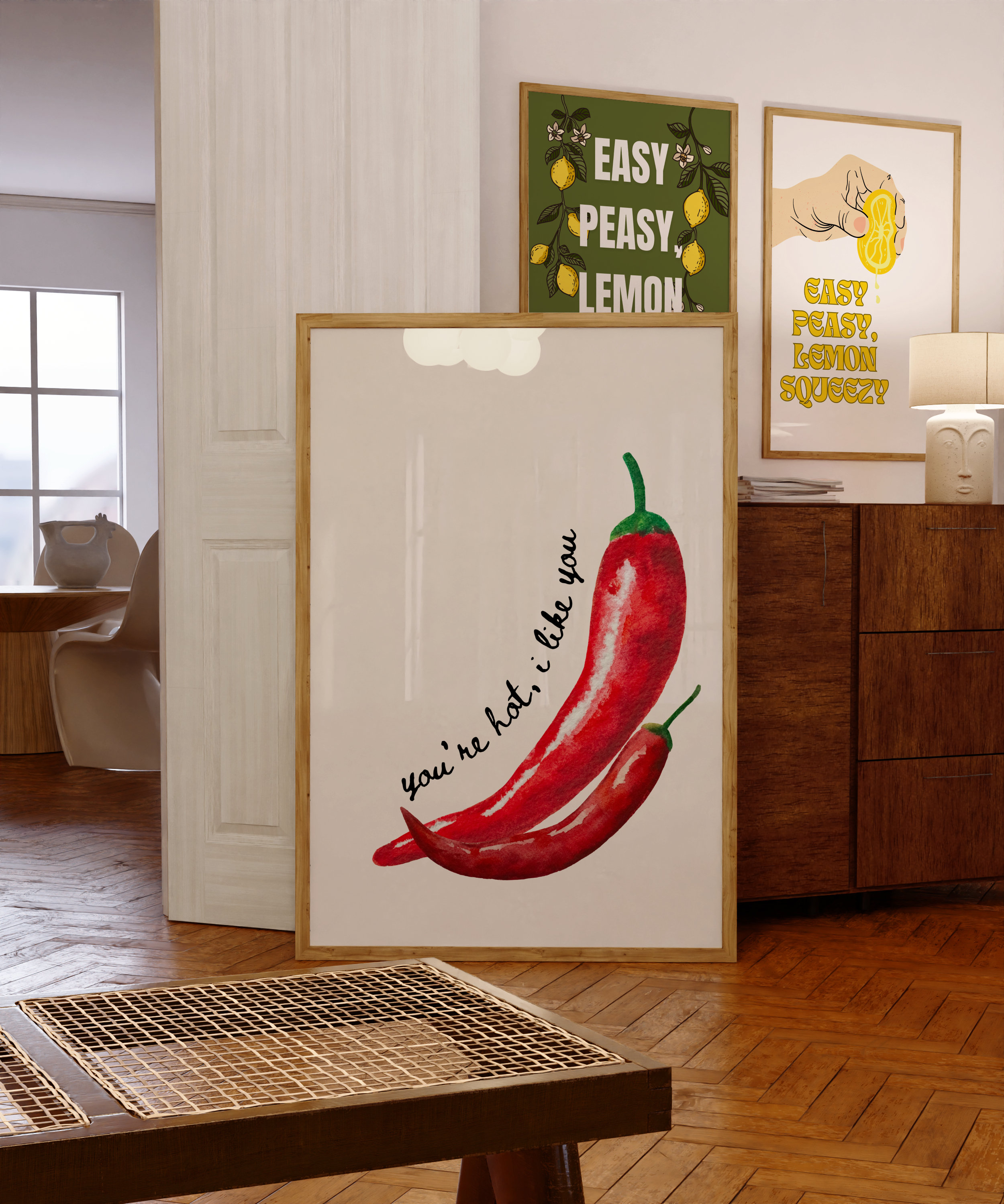 Chili Pepper Print Chili Pepper Wall Art Modern Kitchen Wall Art Trendy ...