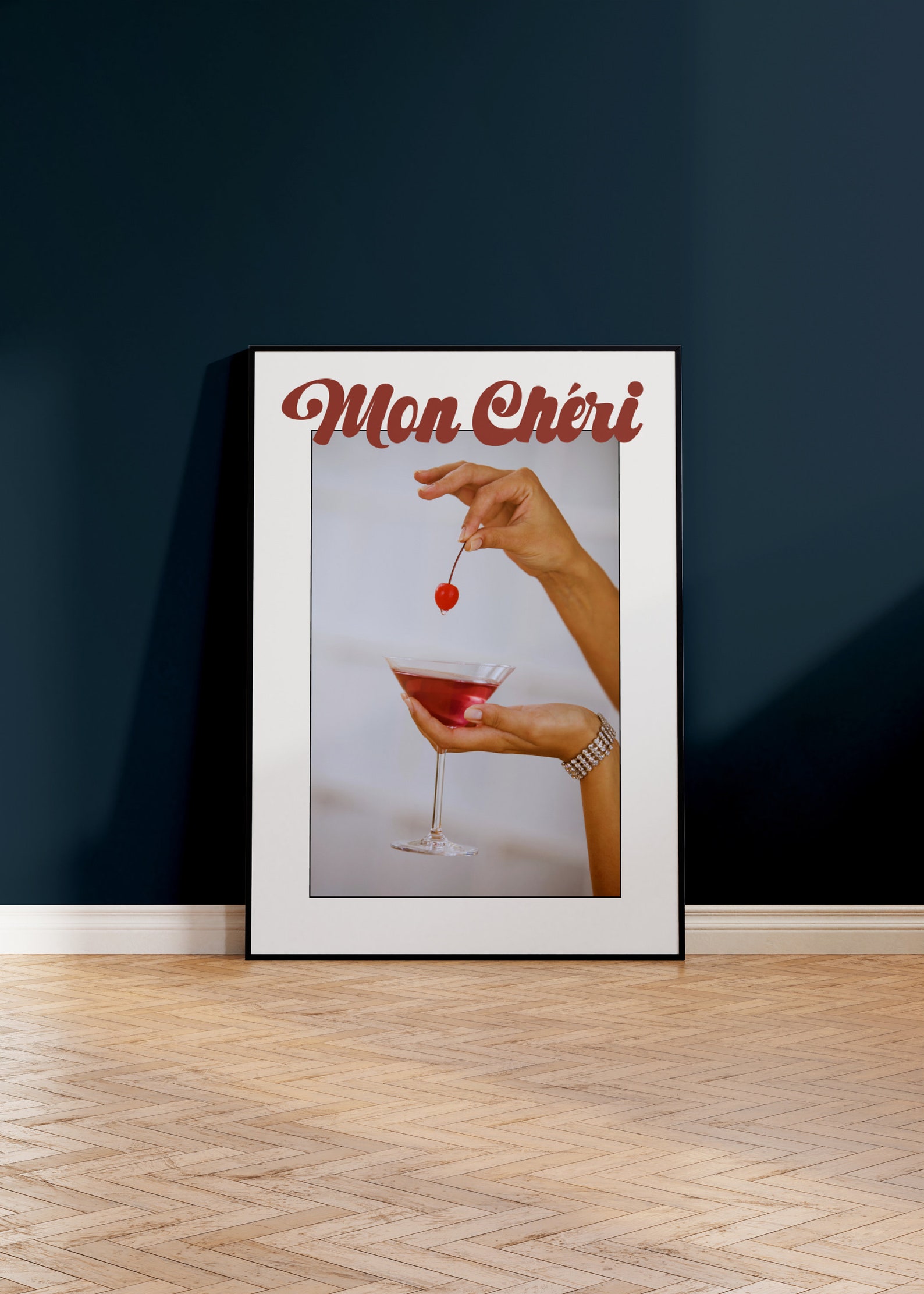 Mon Cheri Print Mon Cheri Poster Mon Cheri Wall Art Martini Poster Martini Print Cherry Poster ...