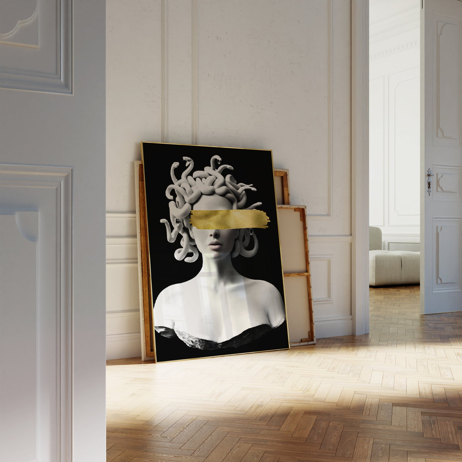 Gold Medusa, Medusa Modern Statue, Medusa Wall Art, Medusa Art Print ...