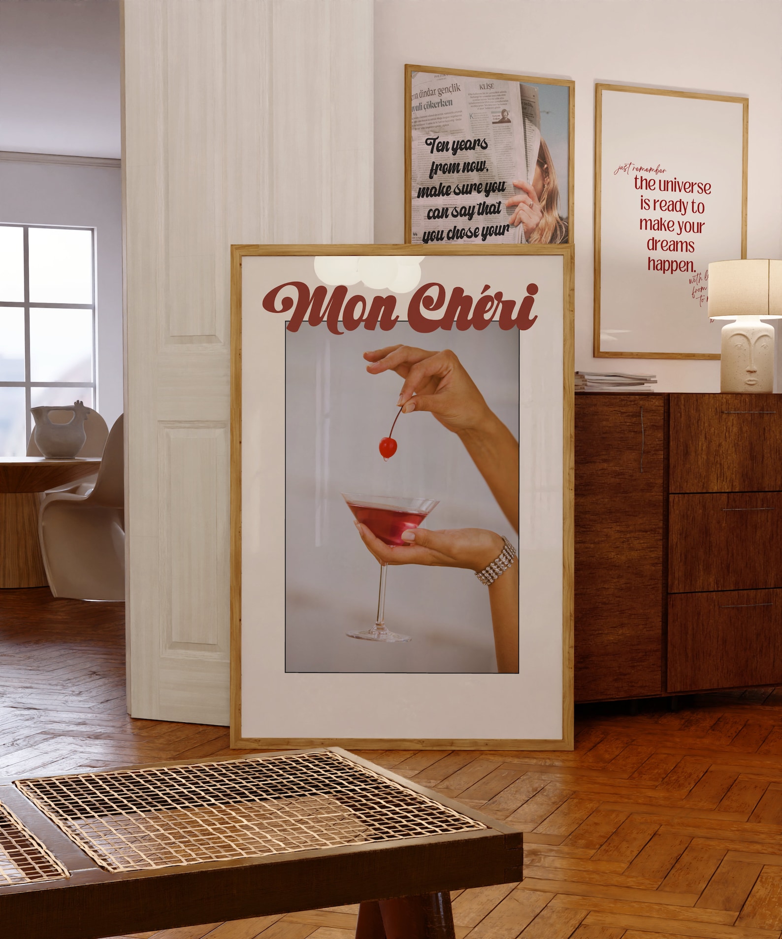 Mon Cheri Print Mon Cheri Poster Mon Cheri Wall Art Martini Poster Martini Print Cherry Poster ...