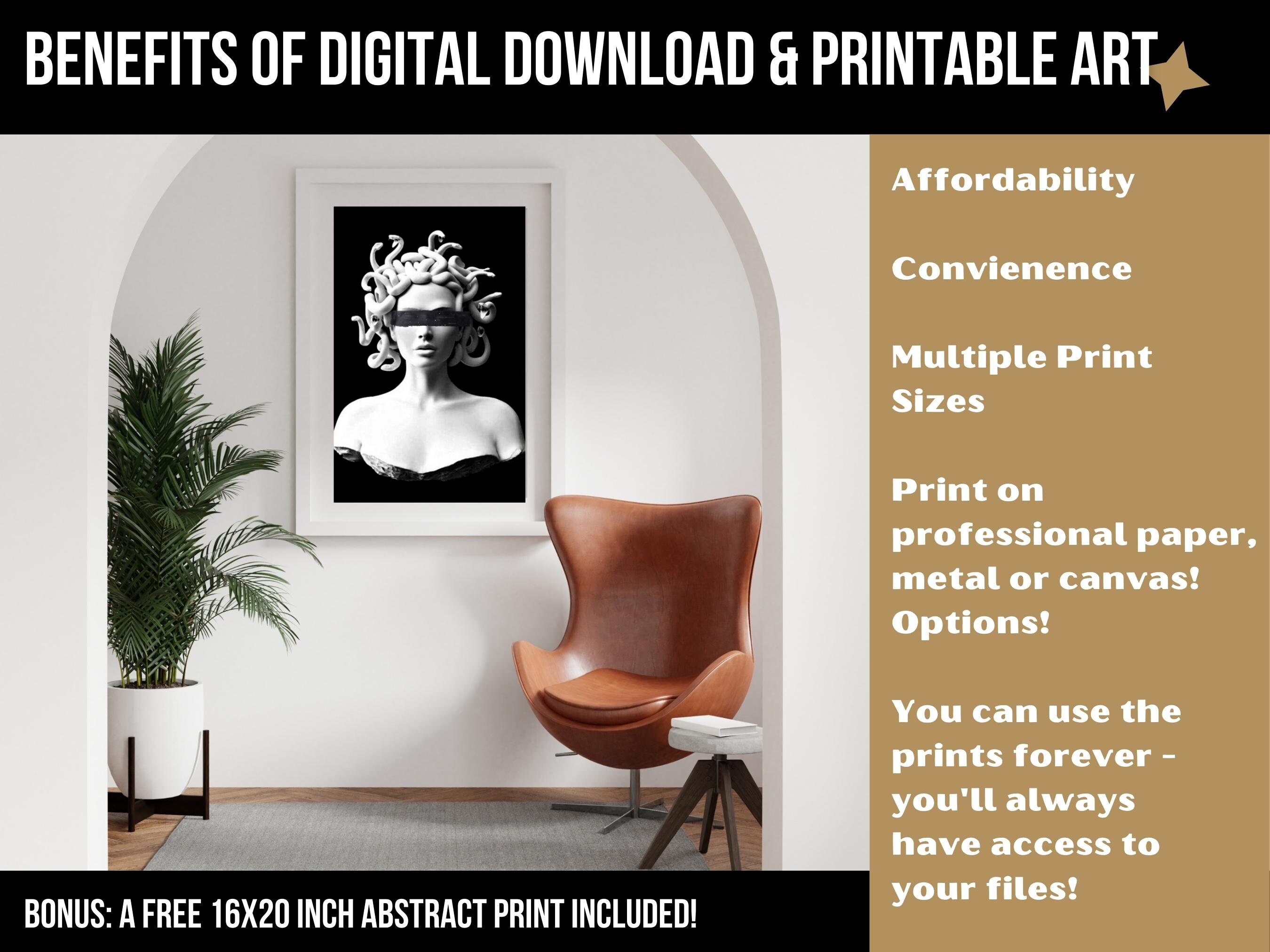 Black Paint Stoke Medusa, Medusa Modern Statue, Medusa Wall Art, Medusa ...