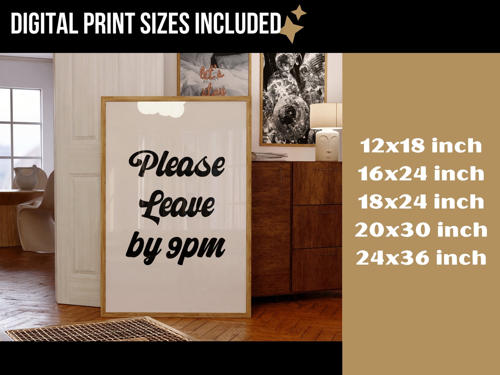 Please Leave by 9pm Print | Please Leave by 9 Poster | Vintage Please ...