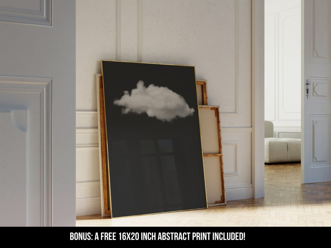 Cloud With Black Background Wall Art Print, Modern Cloud Printable Art ...