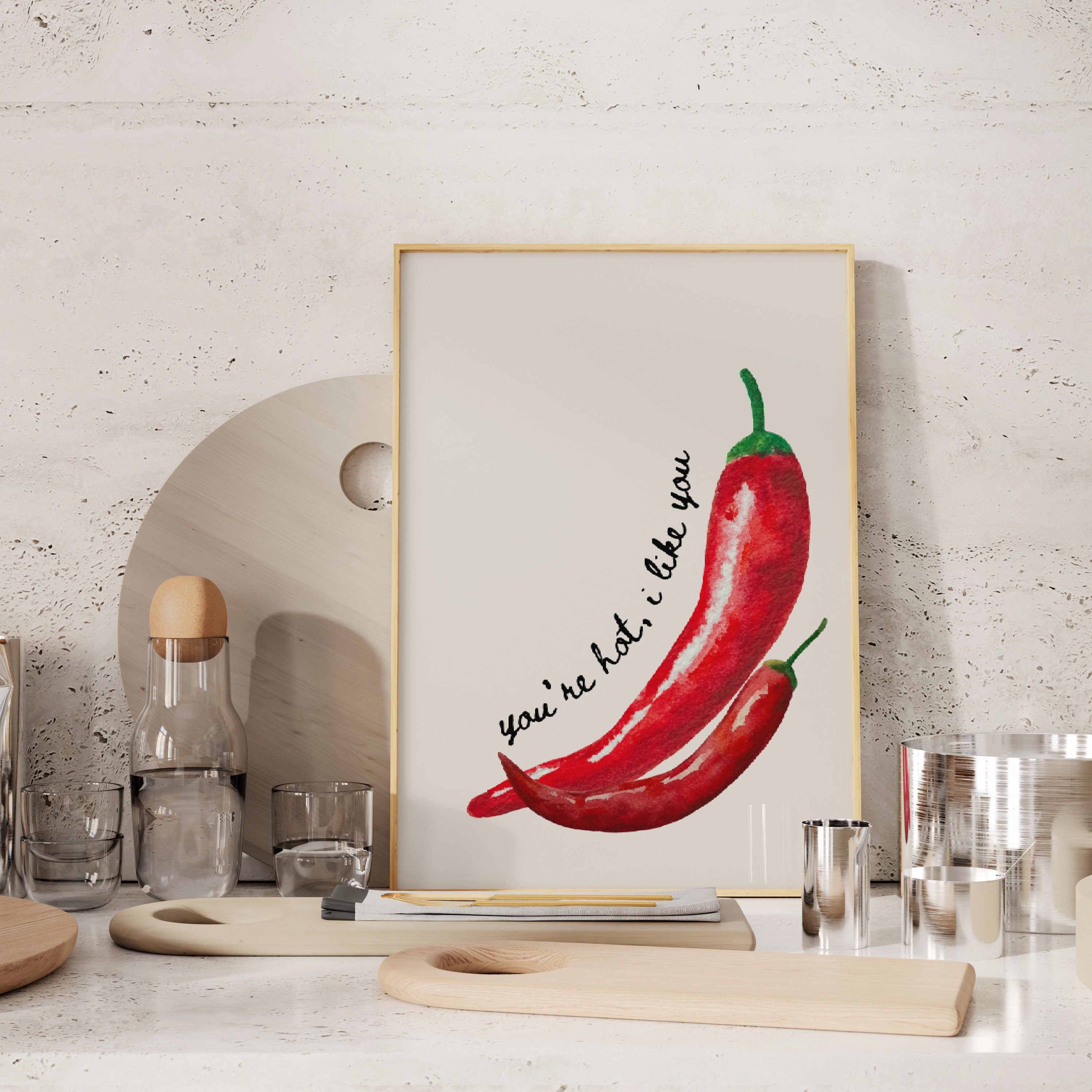 Chili Pepper Print Chili Pepper Wall Art Modern Kitchen - Etsy