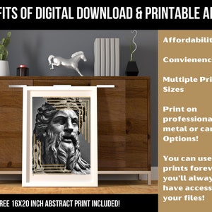 Zeus Series Three, Zeus Wall Art, Zeus Printable Art, Zeus Statue Art ...