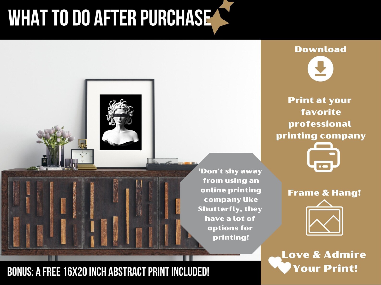 Black Paint Stoke Medusa, Medusa Modern Statue, Medusa Wall Art, Medusa ...