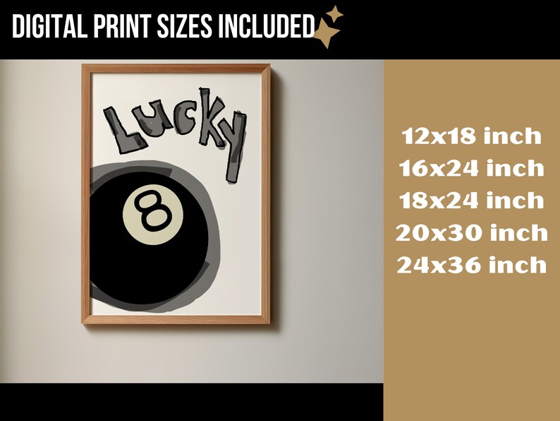 Vintage Pool Ball Print | Retro Hand-drawn Wall Art | Printable Wall ...