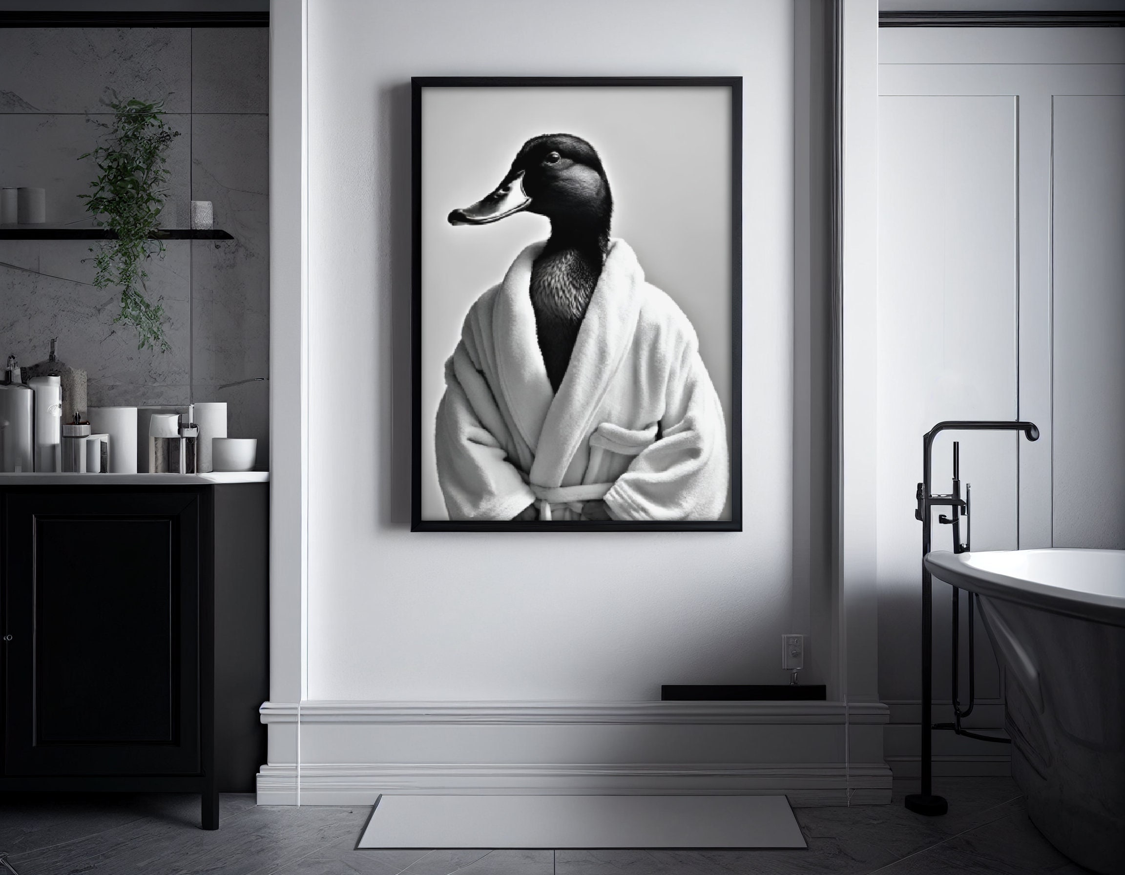 Duck in A Bathrobe Print | Bath Animal Print | Duck Bathroom Print ...