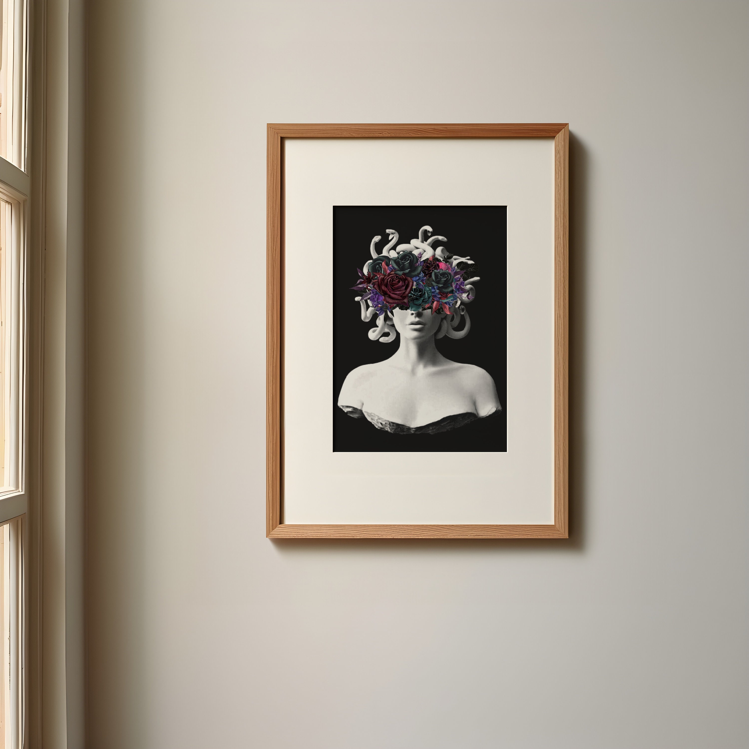 Medusa With Flowers Print Medusa Print Medusa Wall Art Medusa Decor ...