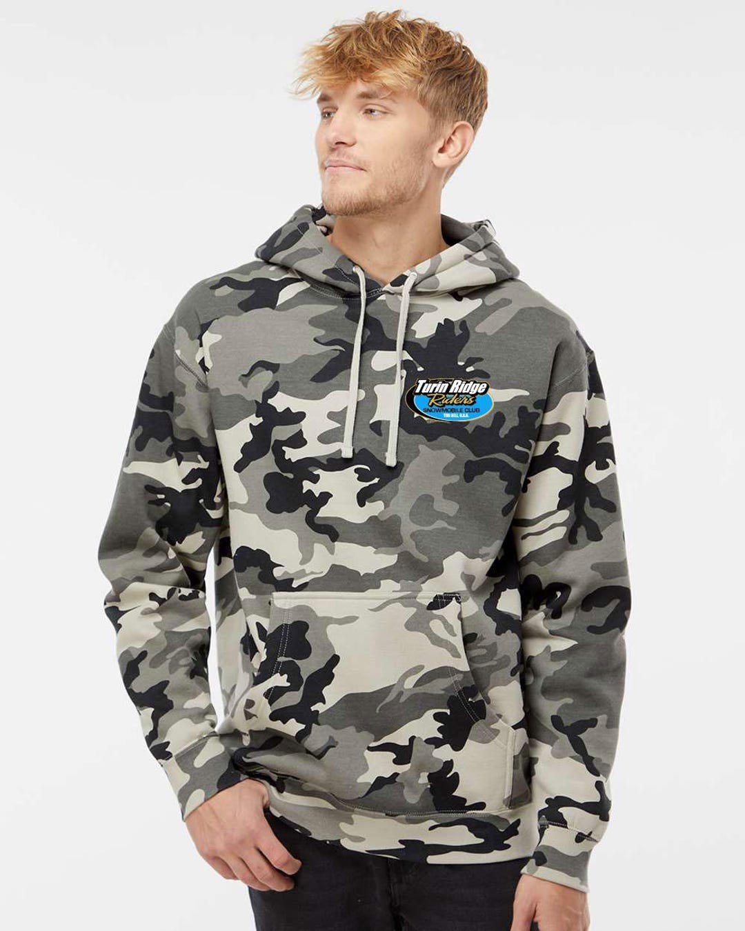Snow Camo - Embroidered Chest Hooded Sweatshirt - Etsy