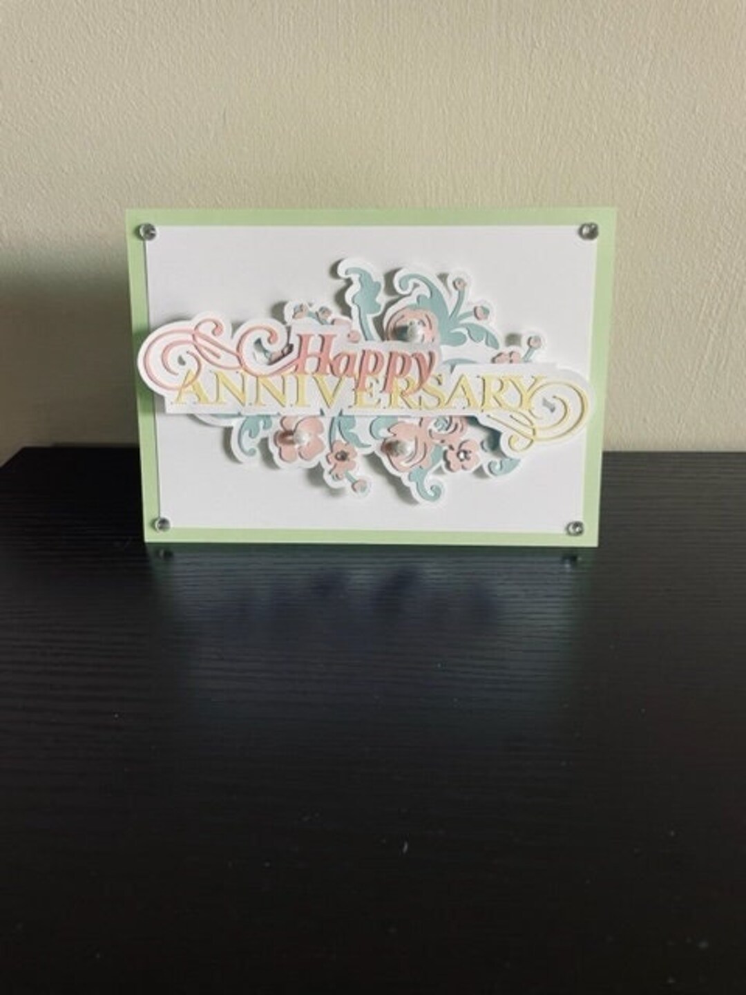 Handmade Anniversary Card: Pearl & Crystal Accents - Etsy