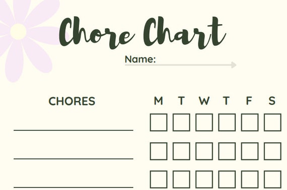 Chore Chart Printable - Etsy