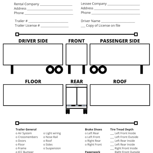 Semi Trailer Inspection Sheet - Etsy