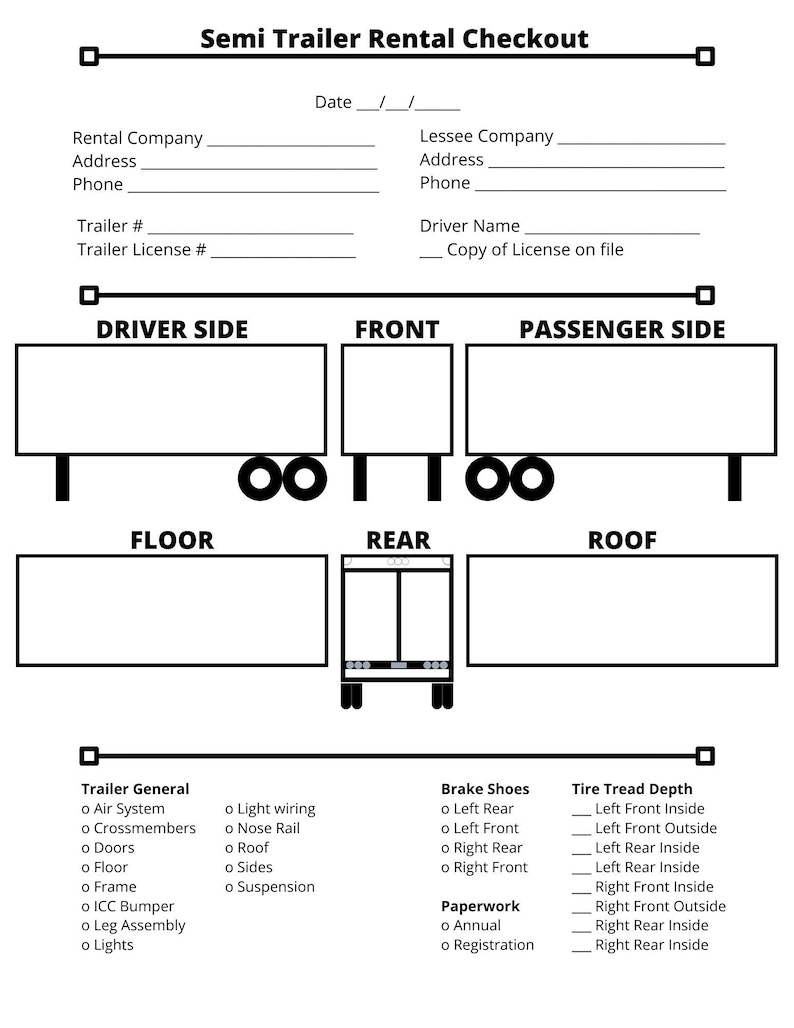Trailer Rental Checkout Form - Etsy