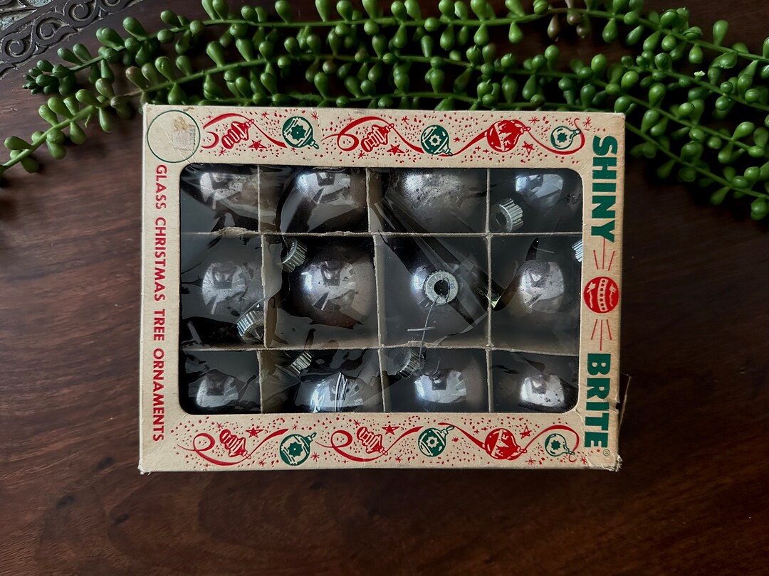 Vintage 1960s Shiny Brite Silver Blue Glass Christmas Ornament ...