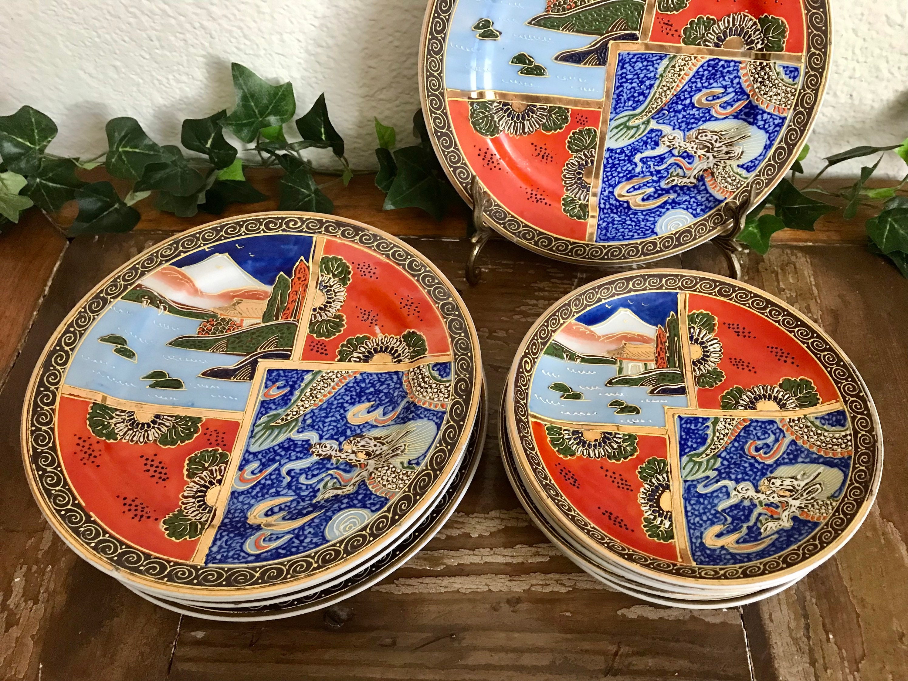 Antique Japanese Hand Painted Porcelain Moriage Orange and - Etsy