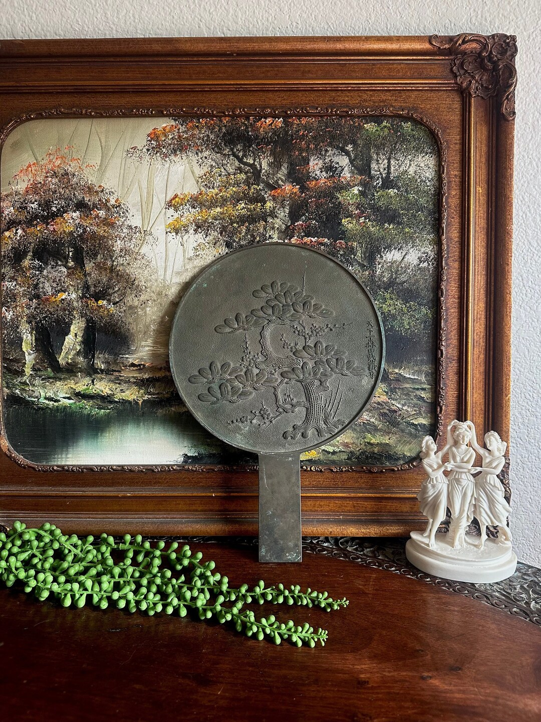 Antique 19th Century Bronze Japanese Dokyo Mirror With Magnolia Tree ...