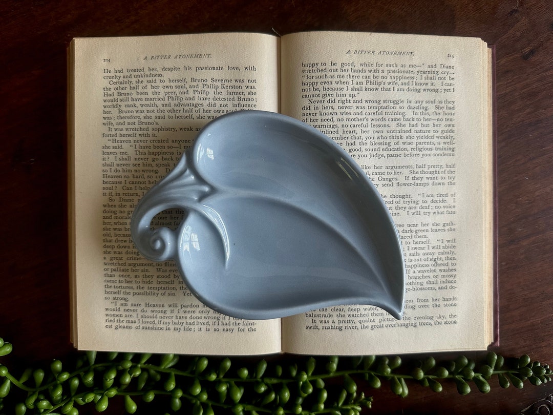 Vintage California Pottery Ceramic Robins Egg Blue Divided Leaf Bon Bon ...