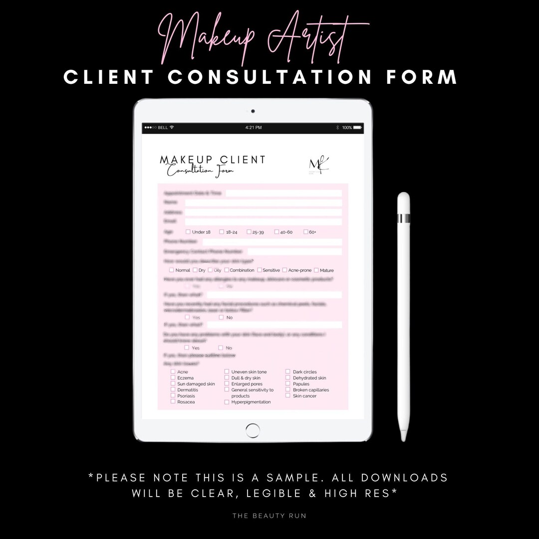 Makeup Artist Client Consultation Form customisable - Etsy
