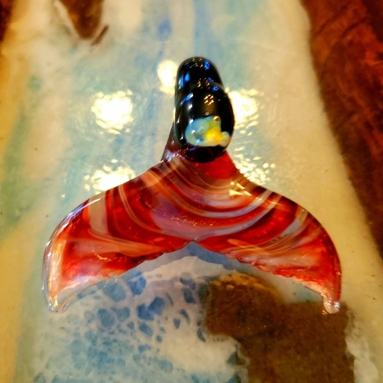 Hand Sculpted Borosilicate Glass Whale Tail Fluke Featuring 24 Karat ...