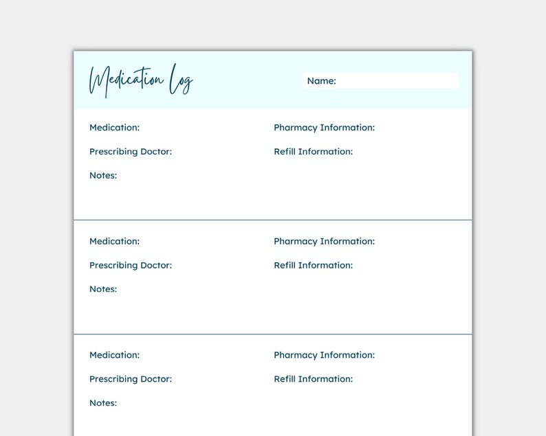 Medication Log / Dose Tracker / Pharmacy Log - Etsy