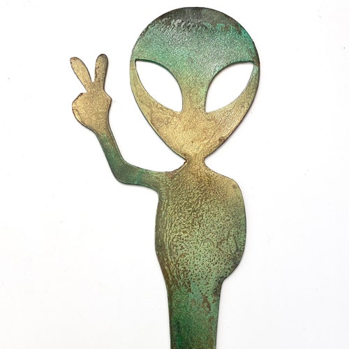 Alien Yard Stake Metal Art Extraterrestrial Garden Art - Etsy
