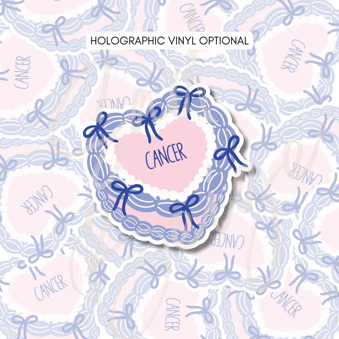 Cancer Vintage Heart Cake Vinyl Sticker, Aesthetic Zodiac Sign, Cute ...