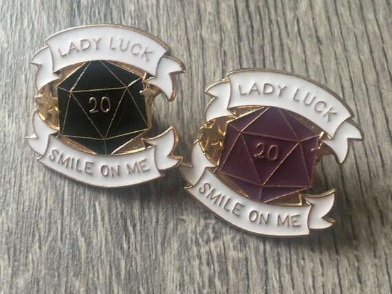 Lady Luck Smile on Me Enamel Pin DND 20 Sided Dice Dungeon - Etsy