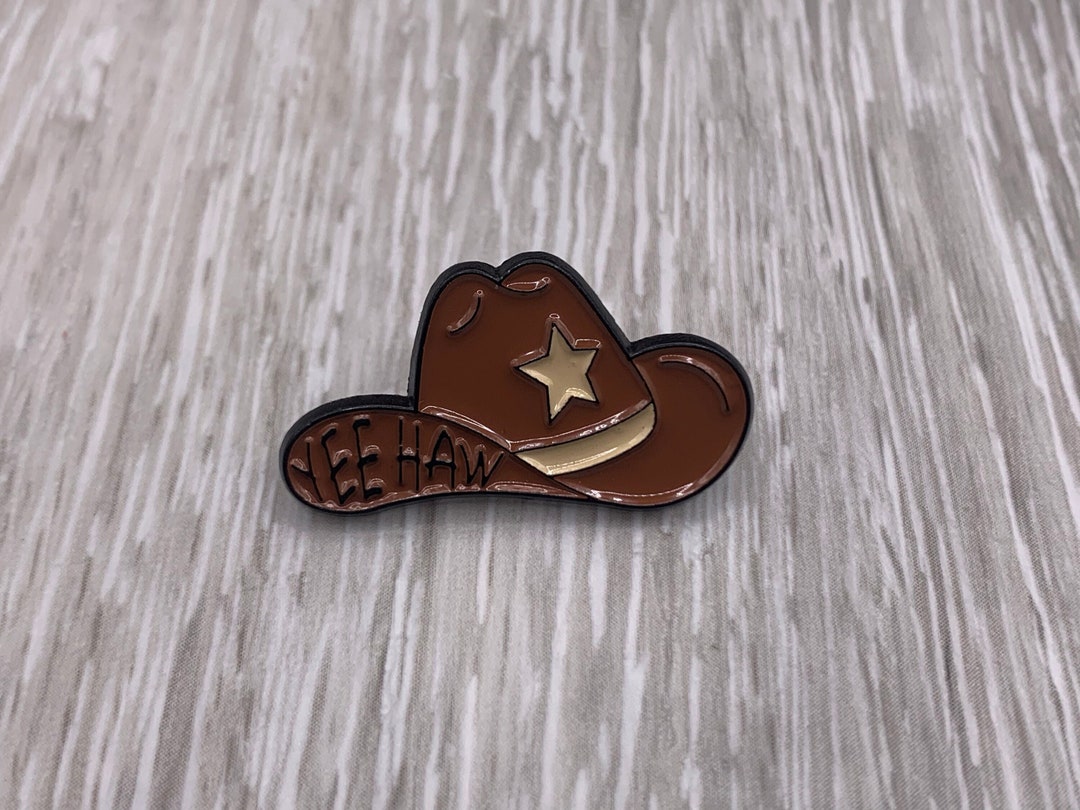 Yeehaw Cowboy Hat Enamel Pin, Sheriff's Star Hat Pin, Western Aesthetic ...