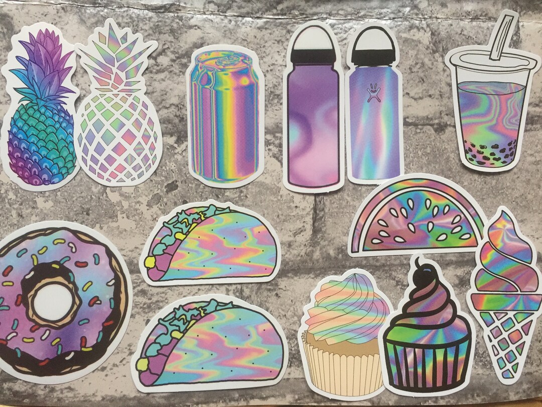 VSCO Rainbow Food and Drink Sticker Gloss, Watermelon, Cupcakes, Taco ...