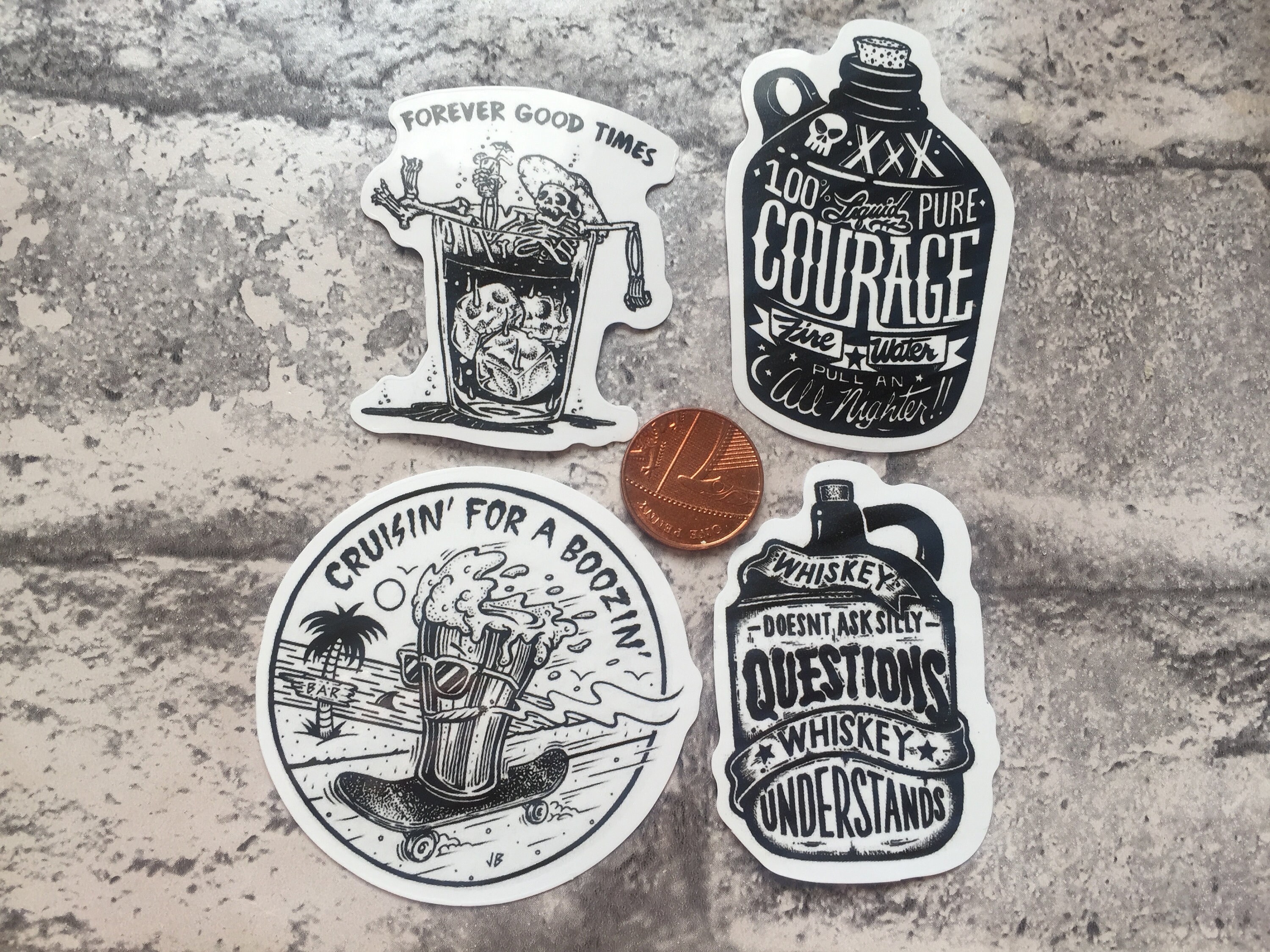 Alcoholic Boozey Gloss Stickers Whiskey Rum Jug Booze - Etsy