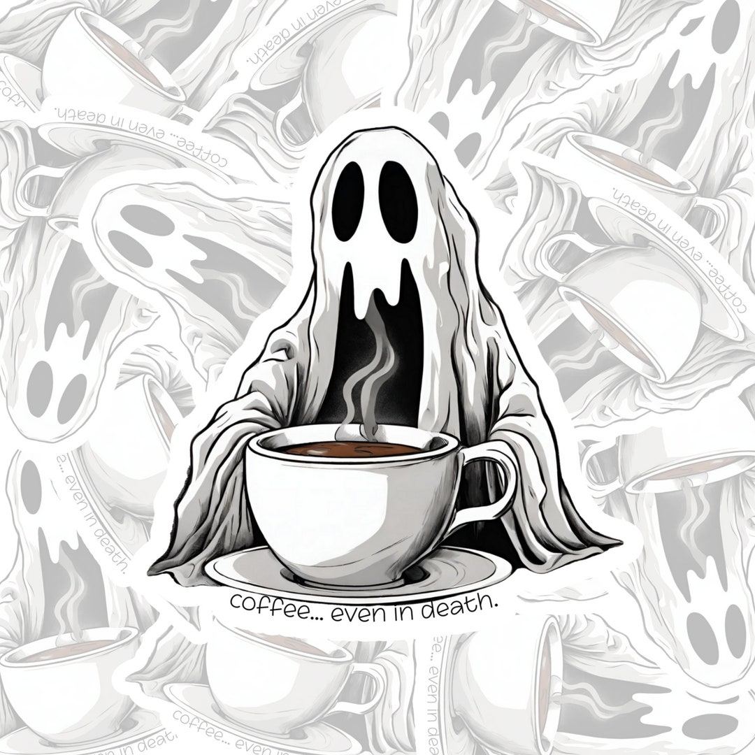 Ghost Coffee Vinyl, Ghost Drinking Coffee, Caffeine Afterlife, Black ...