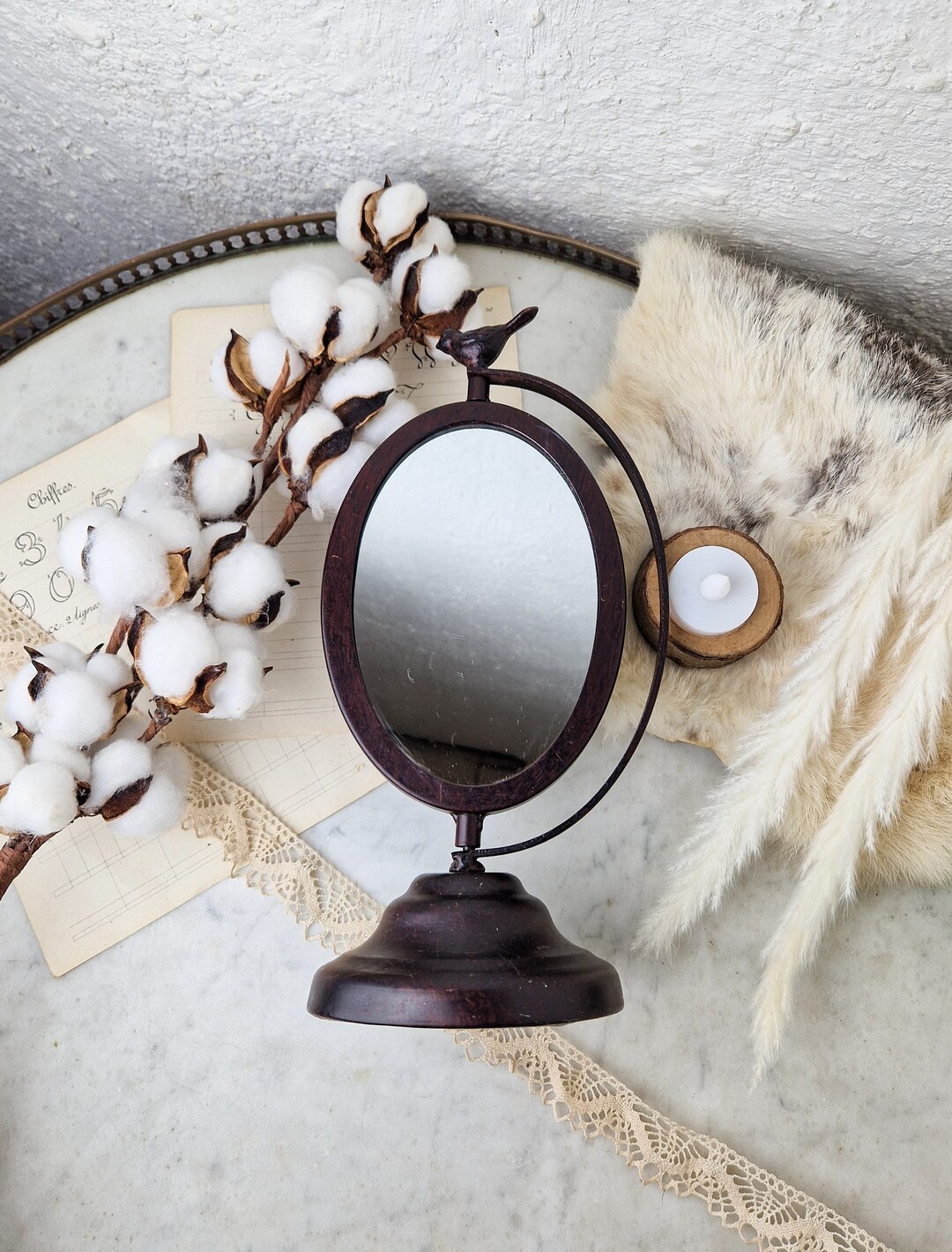 Swivel Mirror Bird in Vintage Shabby Metal - Etsy