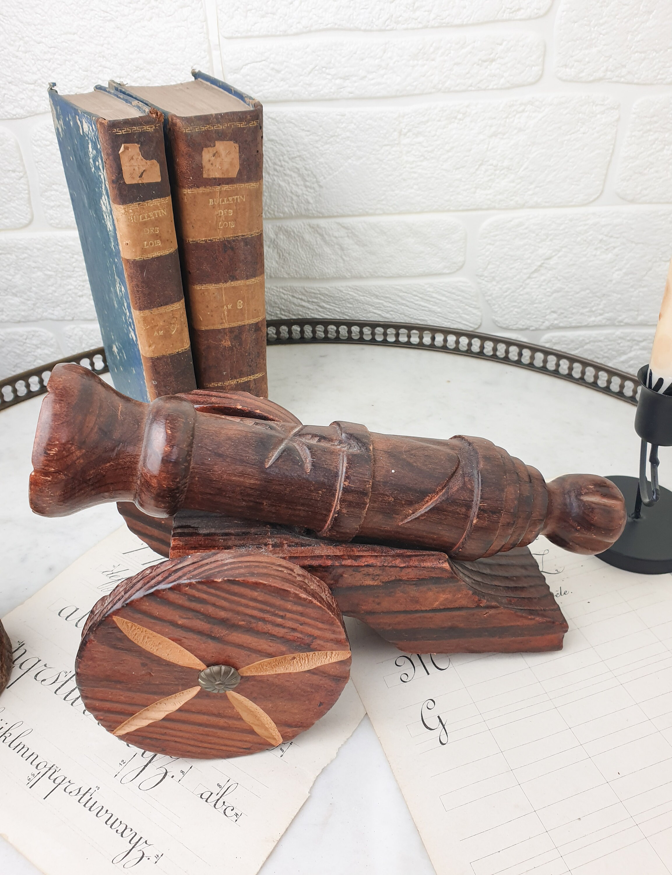 Carved Wooden Cannon, Artillery Model, Decorative Object. - Etsy