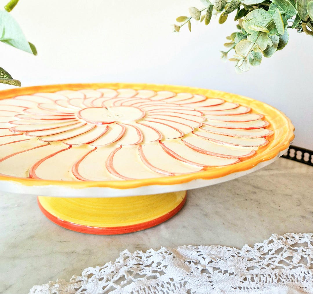 Large Vintage Pie Display, Apple Barbotine Pie Dish, Apple Barbotine ...