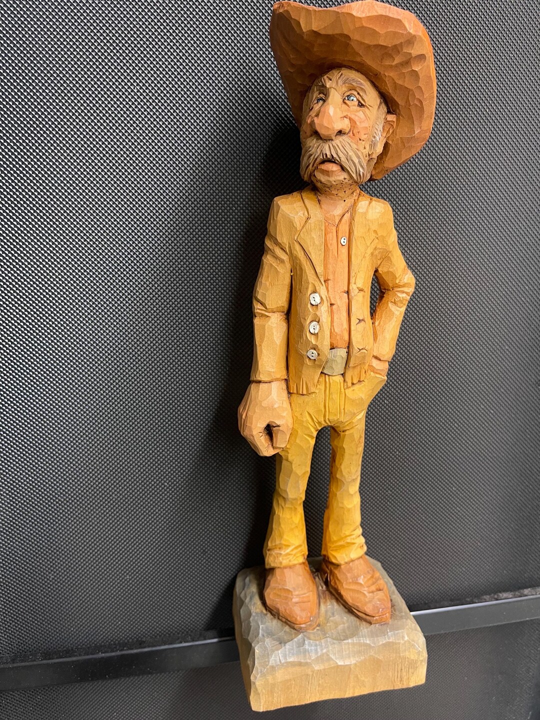 Hand-carved 13.5” Cowboy Wood Sculpture – Full-size Basswood Caricature ...