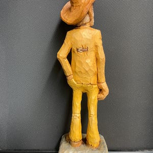 Hand-carved 13.5” Cowboy Wood Sculpture – Full-size Basswood Caricature ...