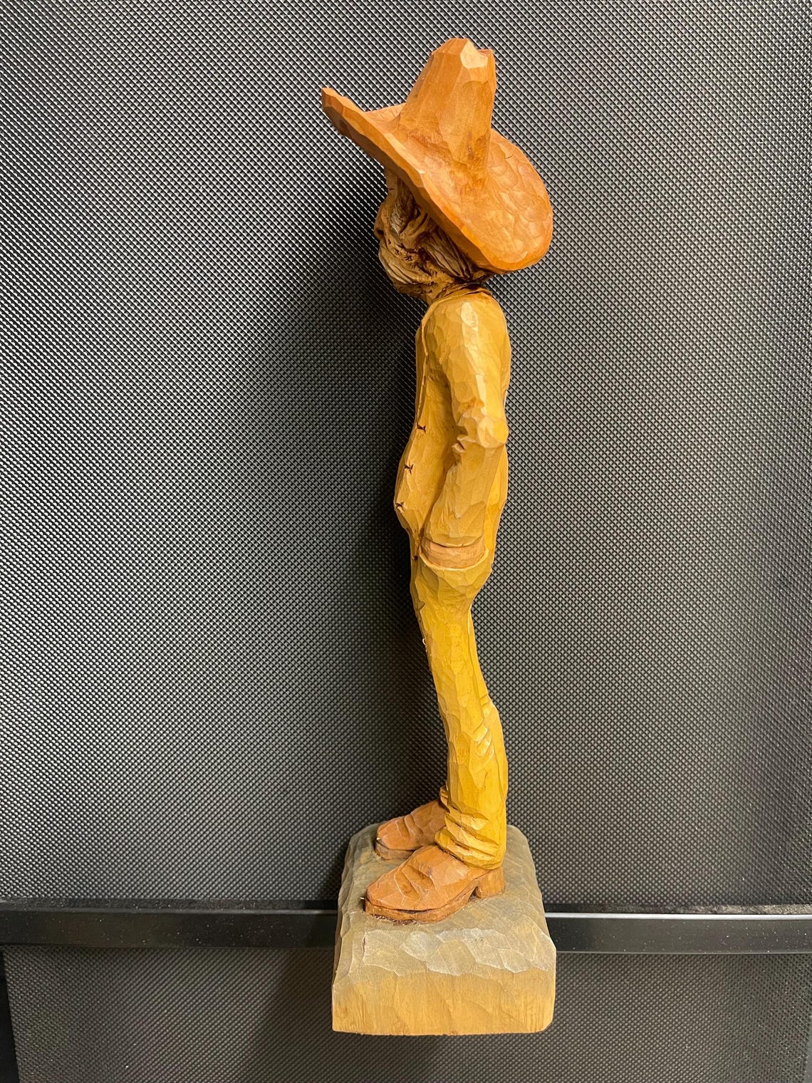 Hand-carved 13.5” Cowboy Wood Sculpture – Full-size Basswood Caricature ...