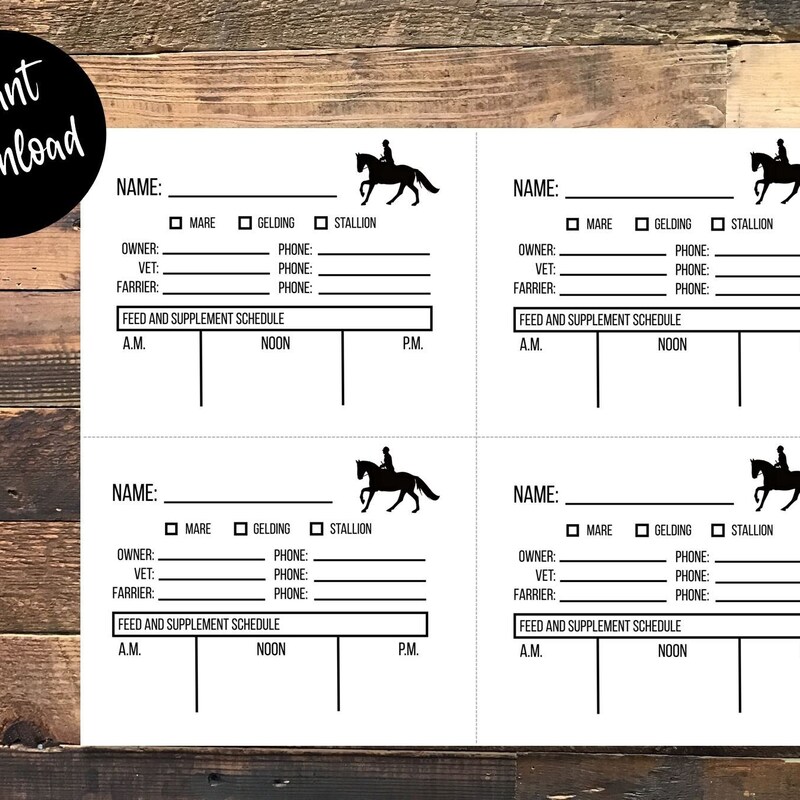 Feed Chart for Barn - Etsy