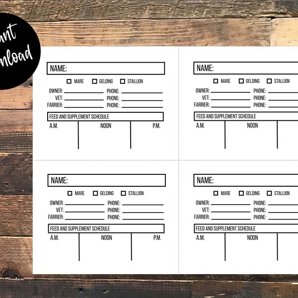 Stall Cards Horse - Etsy Stall Cards Horse - Etsy