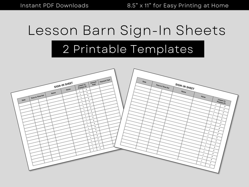 Printable Lesson Barn Sign-in Sheet - Etsy