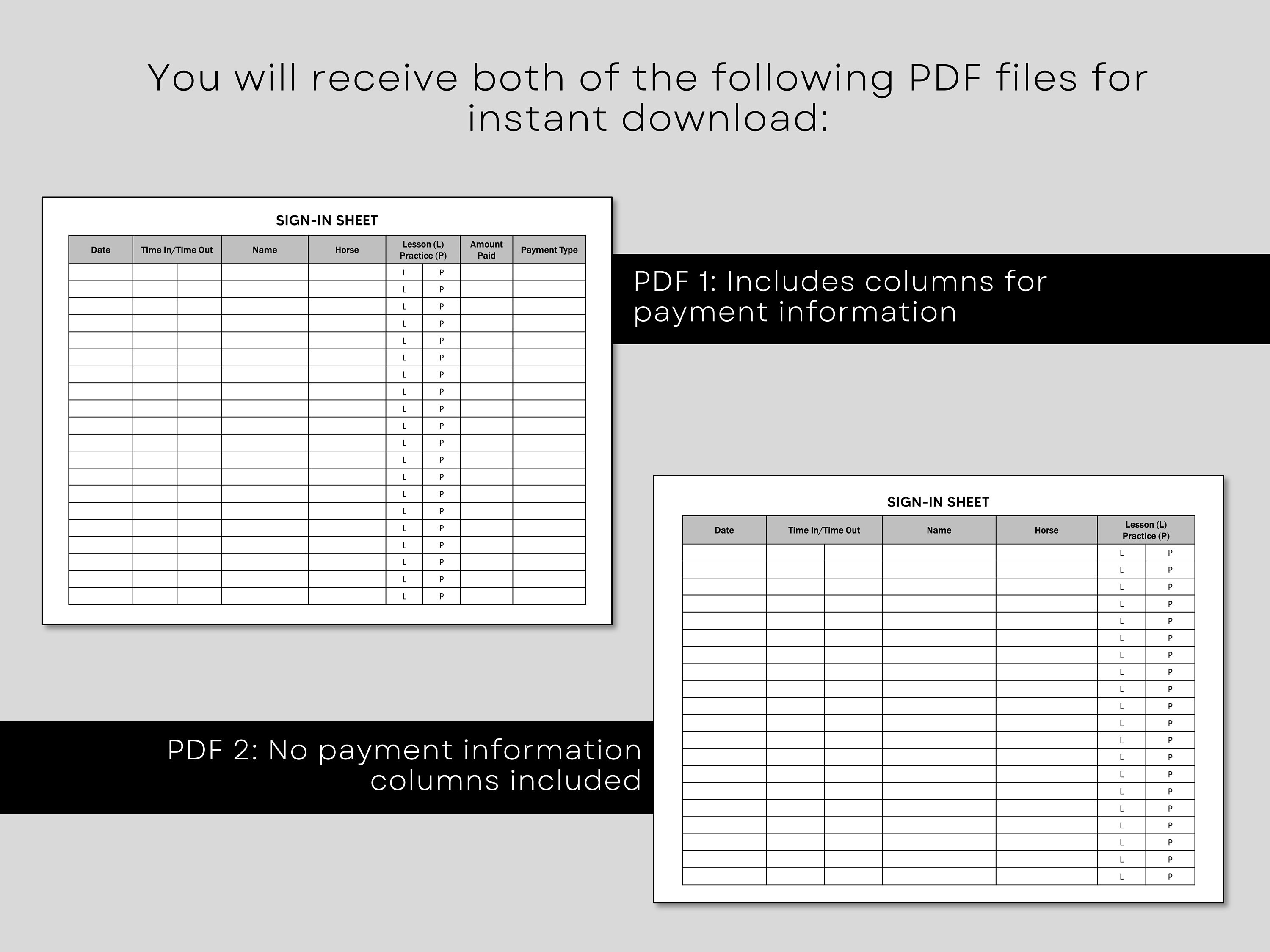 Printable Lesson Barn Sign-in Sheet - Etsy