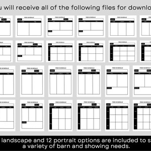 Printable Horse Feed Chart Bundle, Horse Feed Schedule, Horse Stall ...