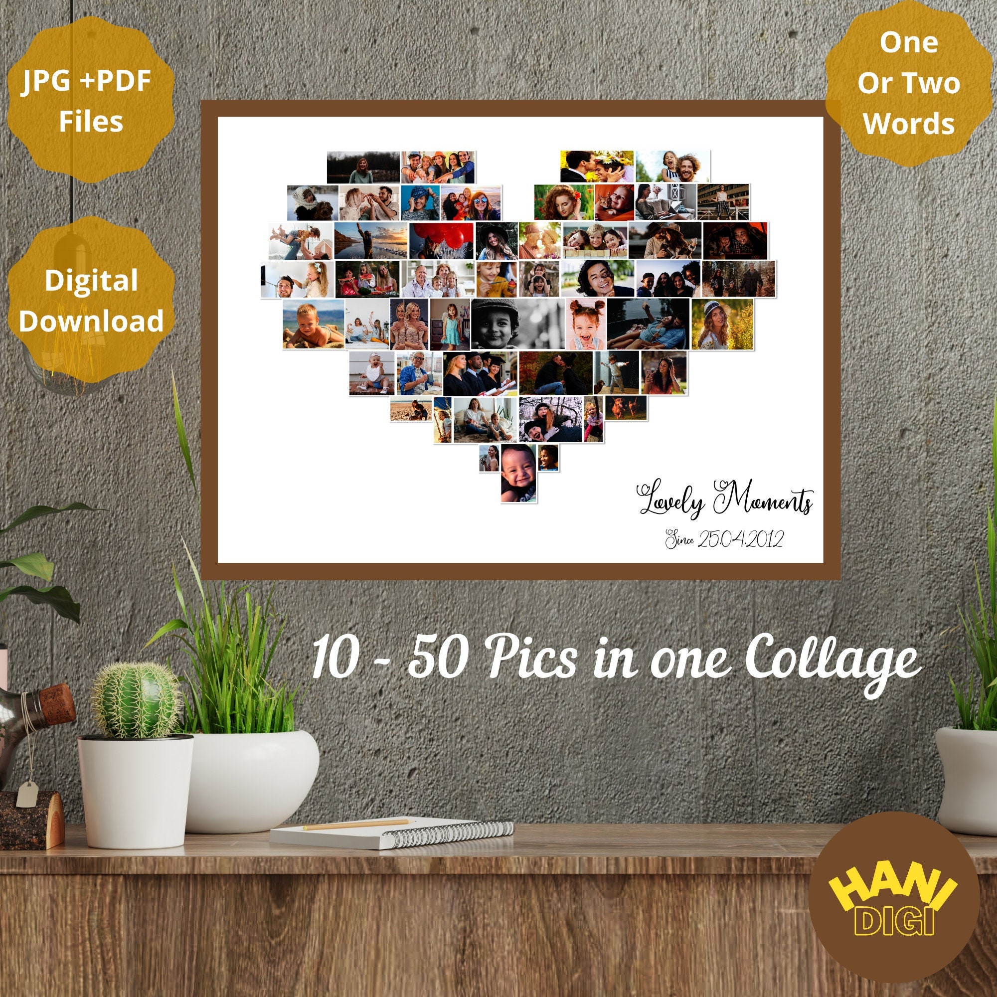 Family Heart Collage Gift for Valentine's Day Anniversary gift Digital ...