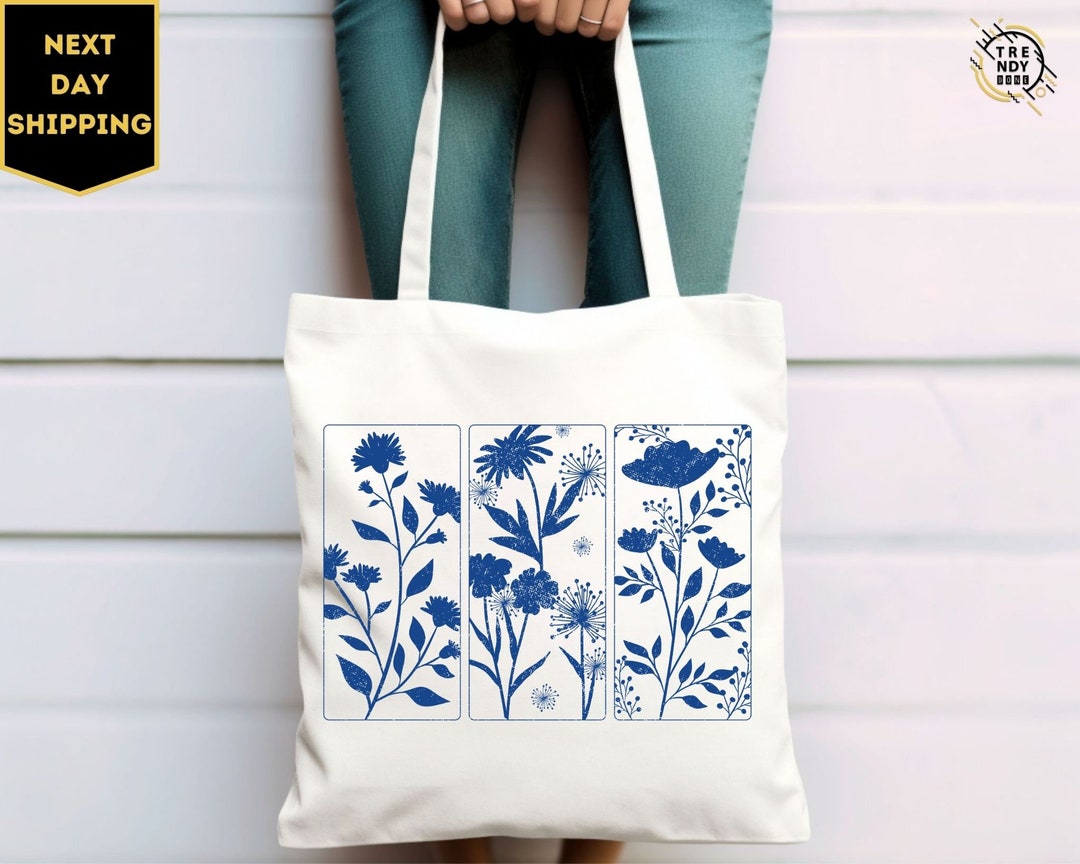 Floral Tote Bag, Flower Tote Bag Aesthetic, Cloth Bag, Floral Bag ...