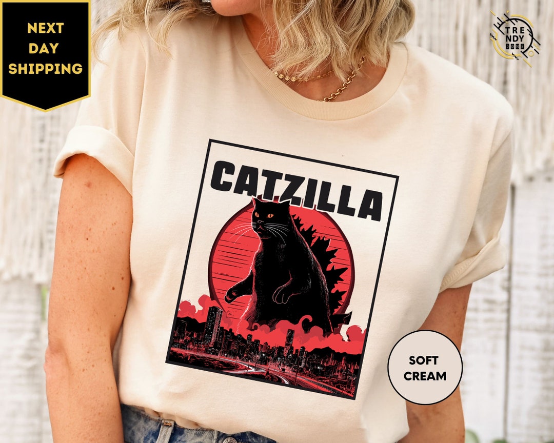 Catzilla T-shirt, Black Cat Tee, Giant Cat Sweatshirt, Monster Cat ...