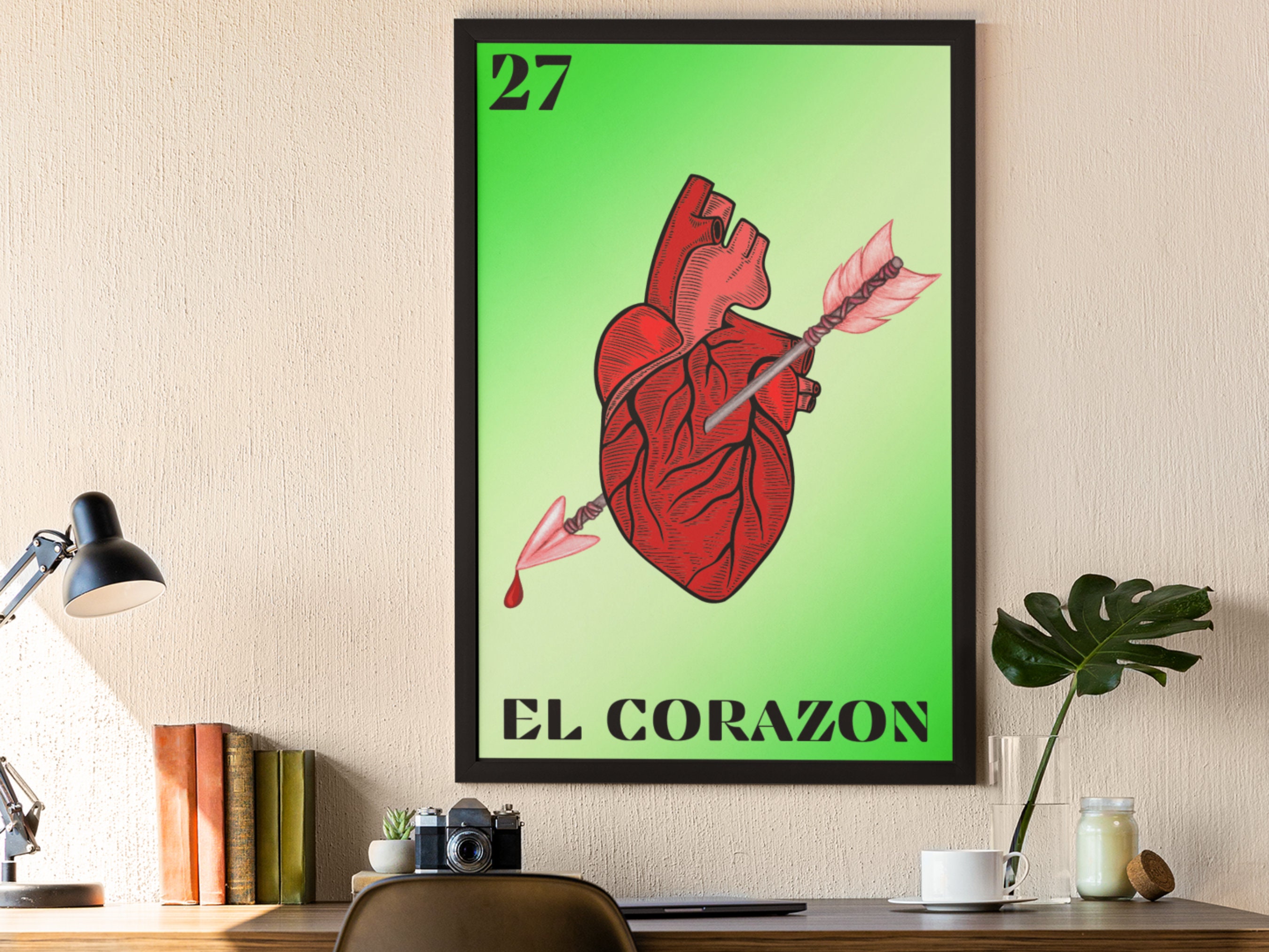 El Corazon Loteria Mexicana Printable Wall Art Mexican Art - Etsy