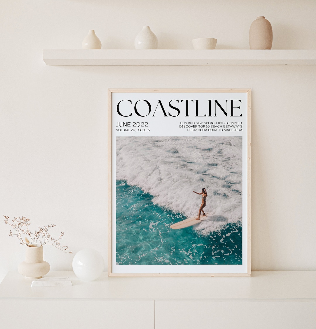 Coastal Wall Art, Beachy Magazine Cover, Digital Download, Trendy ...
